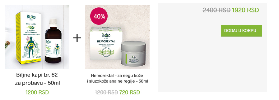 Bio-Teo biljne kapi br. 62 ZA PROBAVU I ORGANE ZA VARENJE